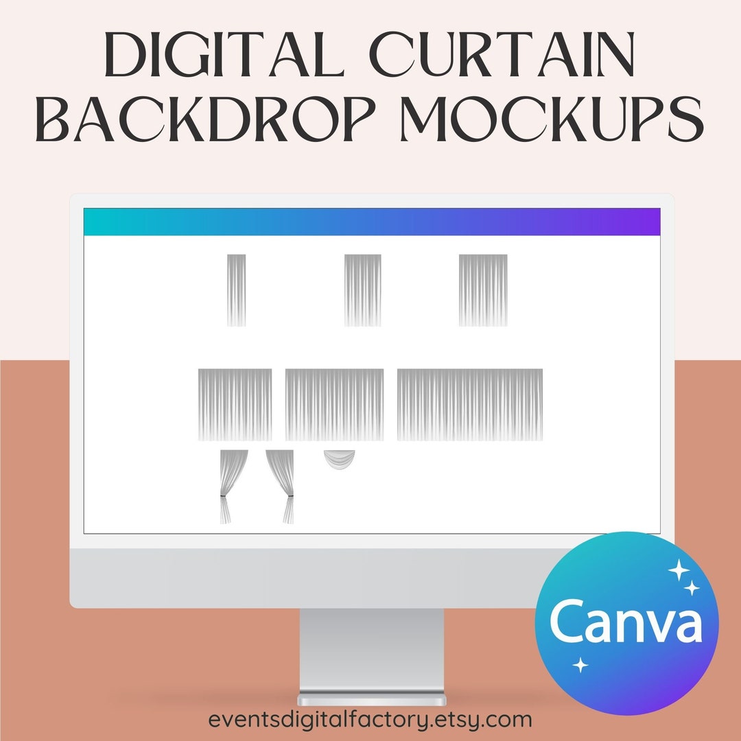 Digital Curtain Backdrop, Event Backdrop Canva Template, Curtain ...