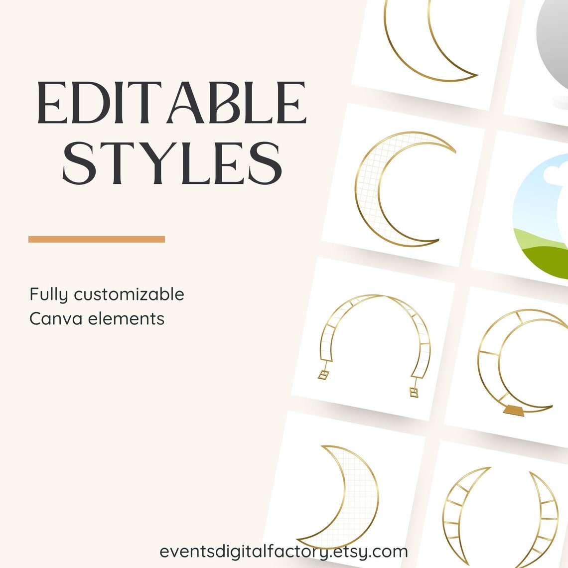 Digital Moon Arch Frames for Canva, Moon Event Mockups, Digital Moon ...