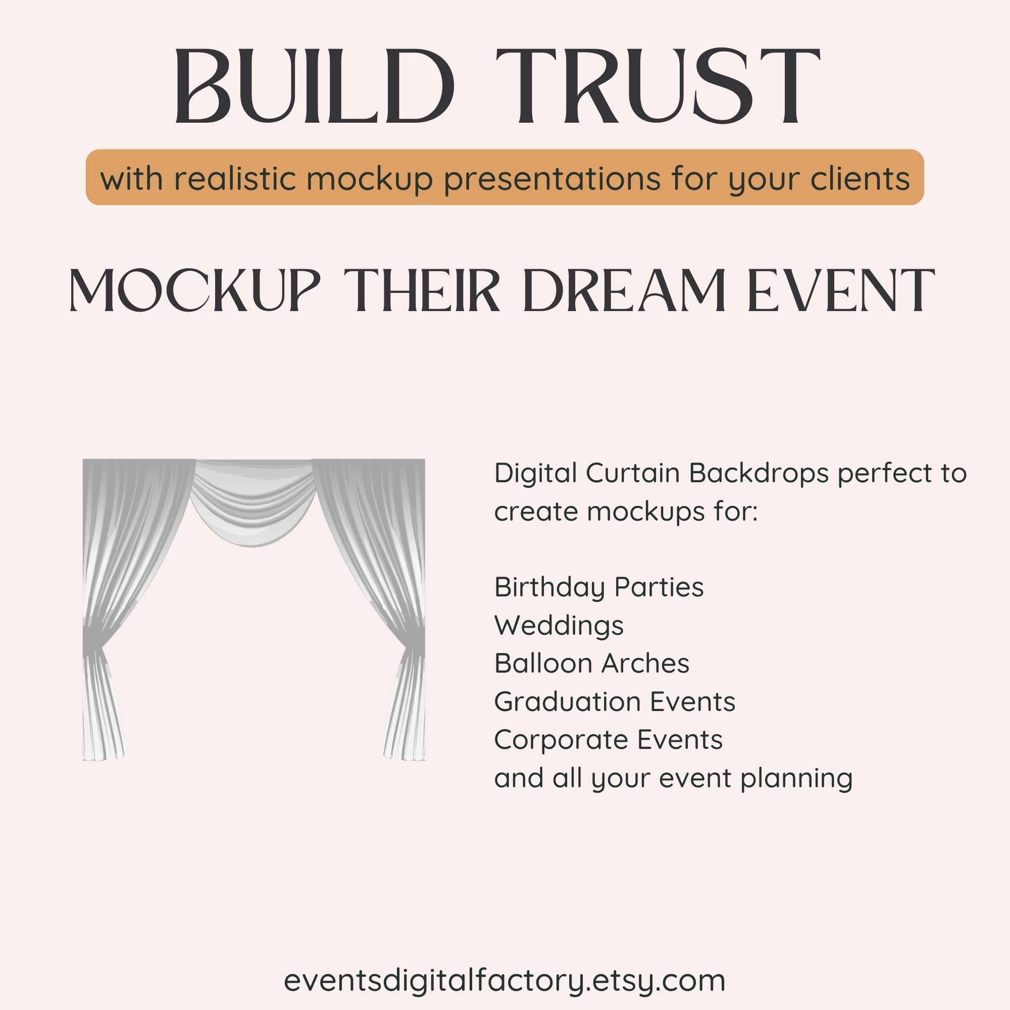 Digital Curtain Backdrop, Event Backdrop Canva Template, Curtain ...