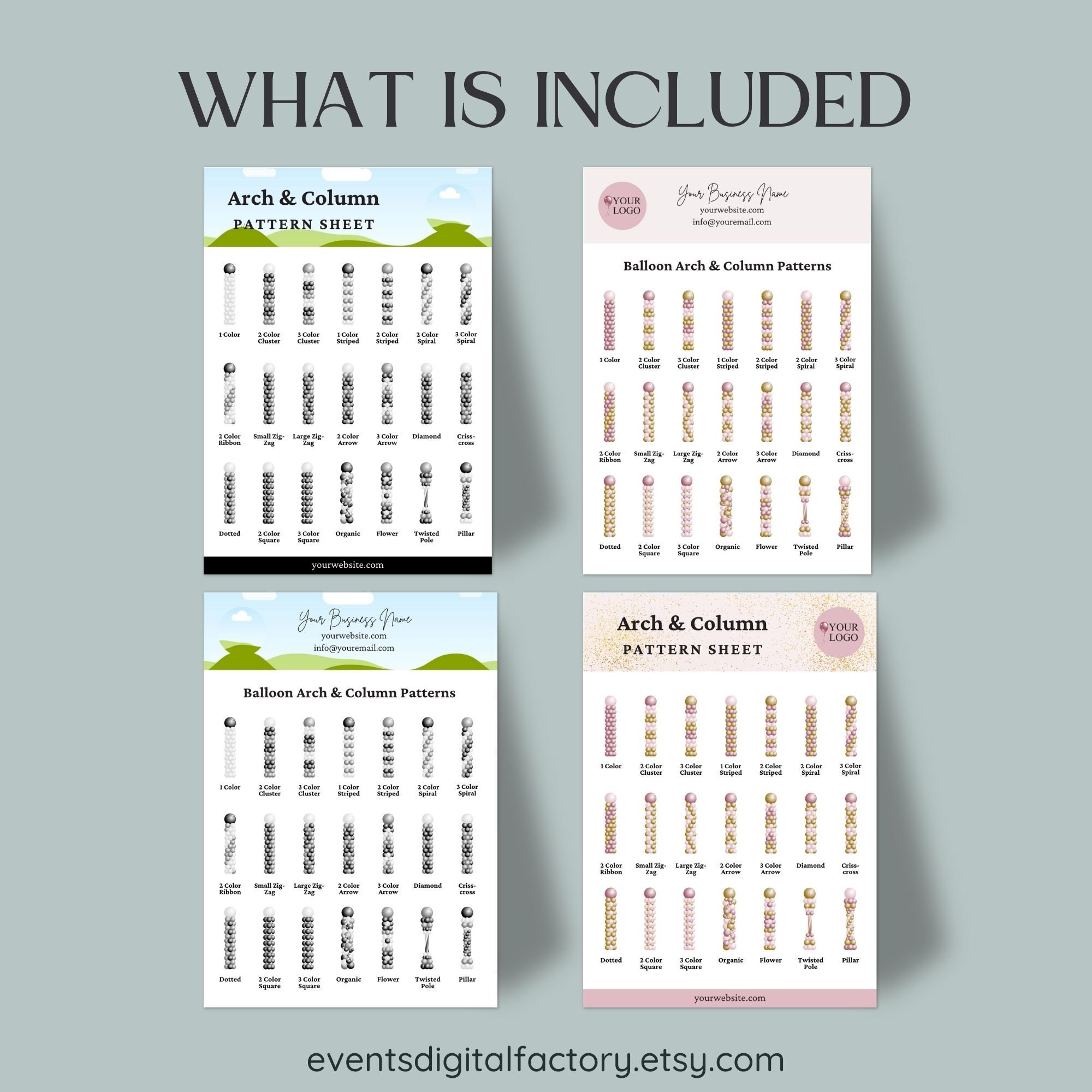 Balloon Arch & Balloon Column Pattern Sheet Template , Balloons Canva ...