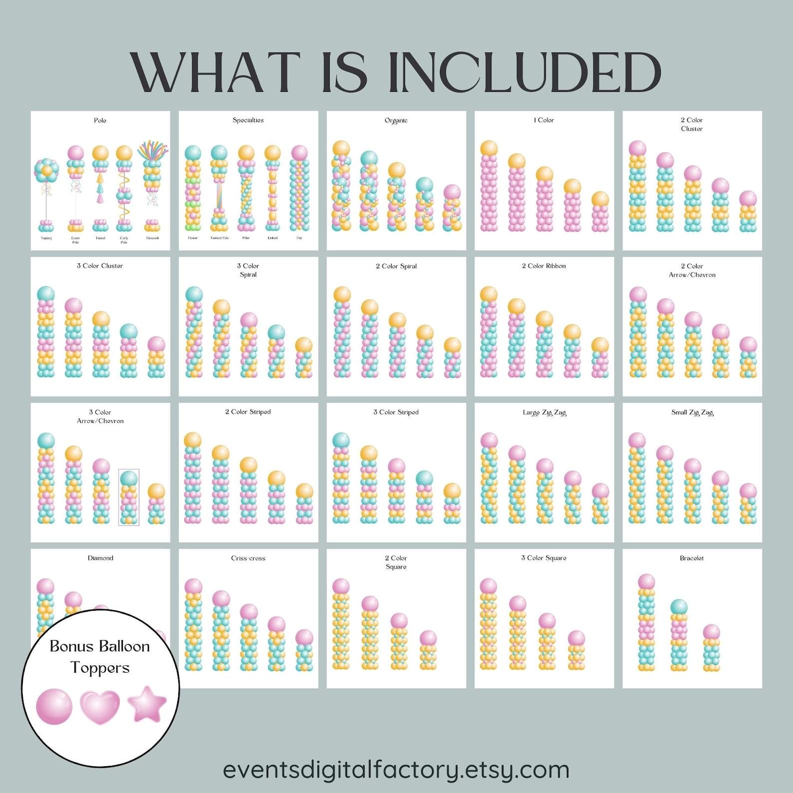 Digital Balloon Column Mockups, Balloons Canva Template, Event Styling ...