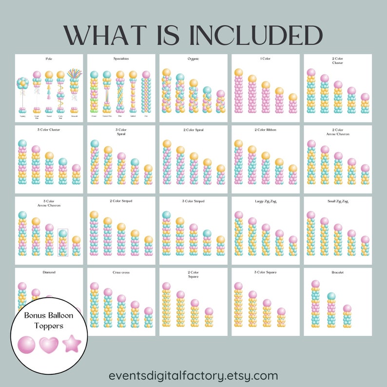 Digital Balloon Column Mockups, Balloons Canva Template, Event Styling ...