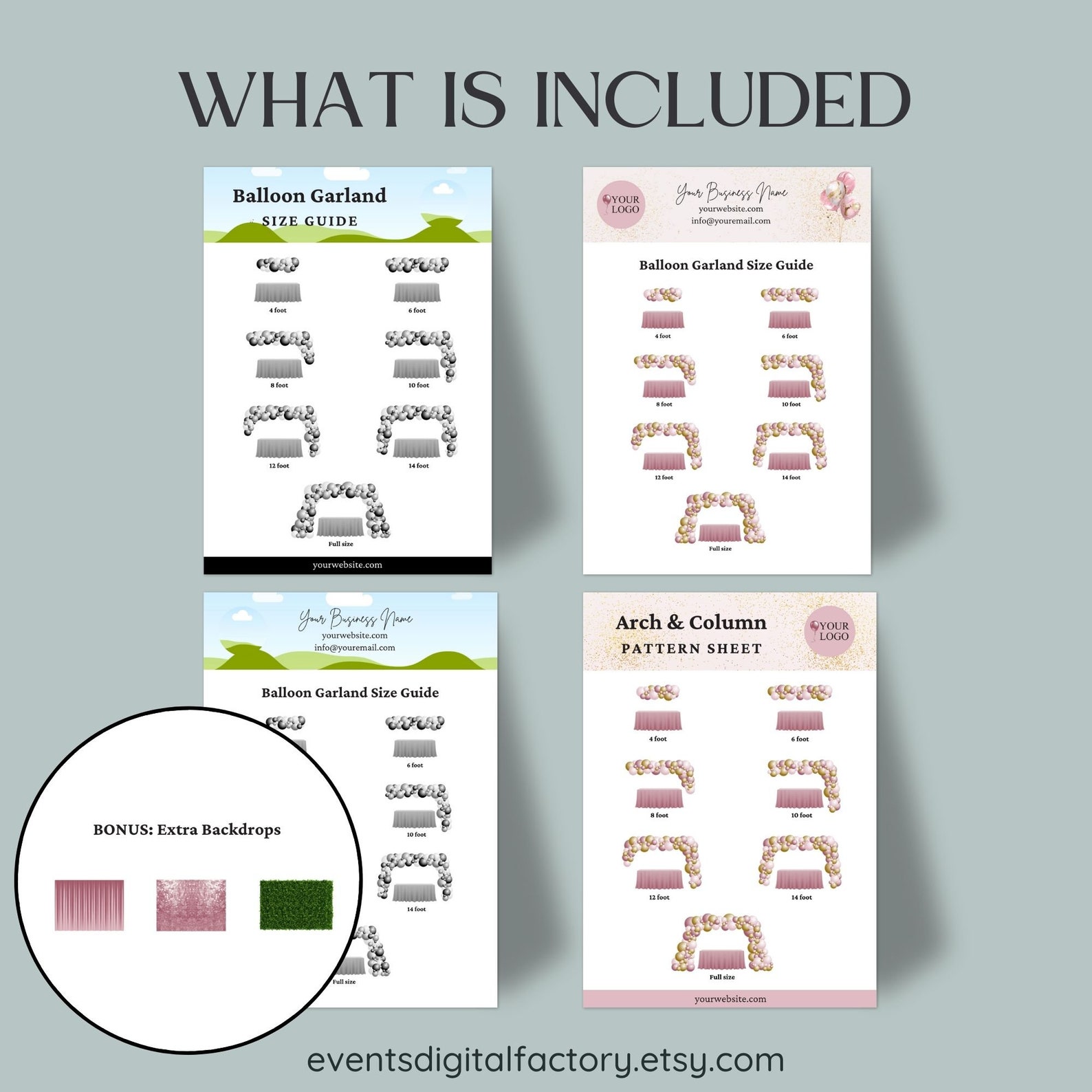 Balloon Garland Size Guide Template , Balloons Canva Template, Garland ...