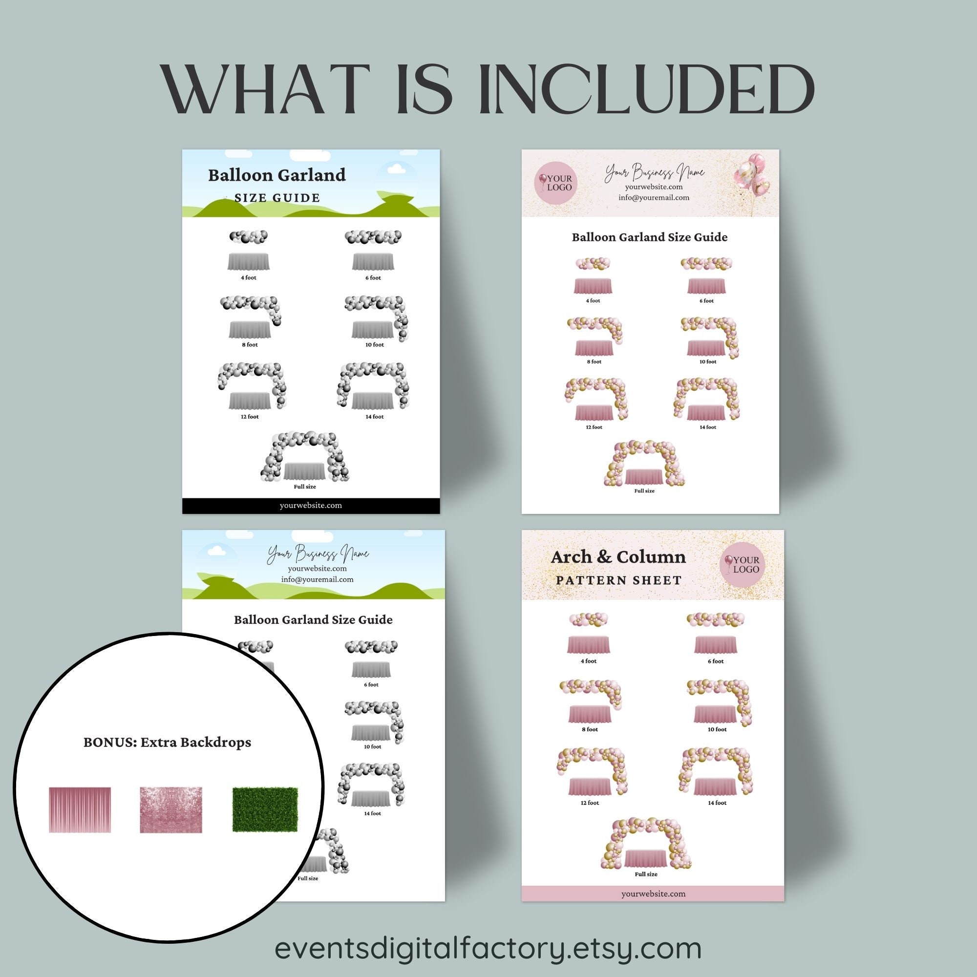 Balloon Garland Size Guide Template , Balloons Canva Template, Garland ...