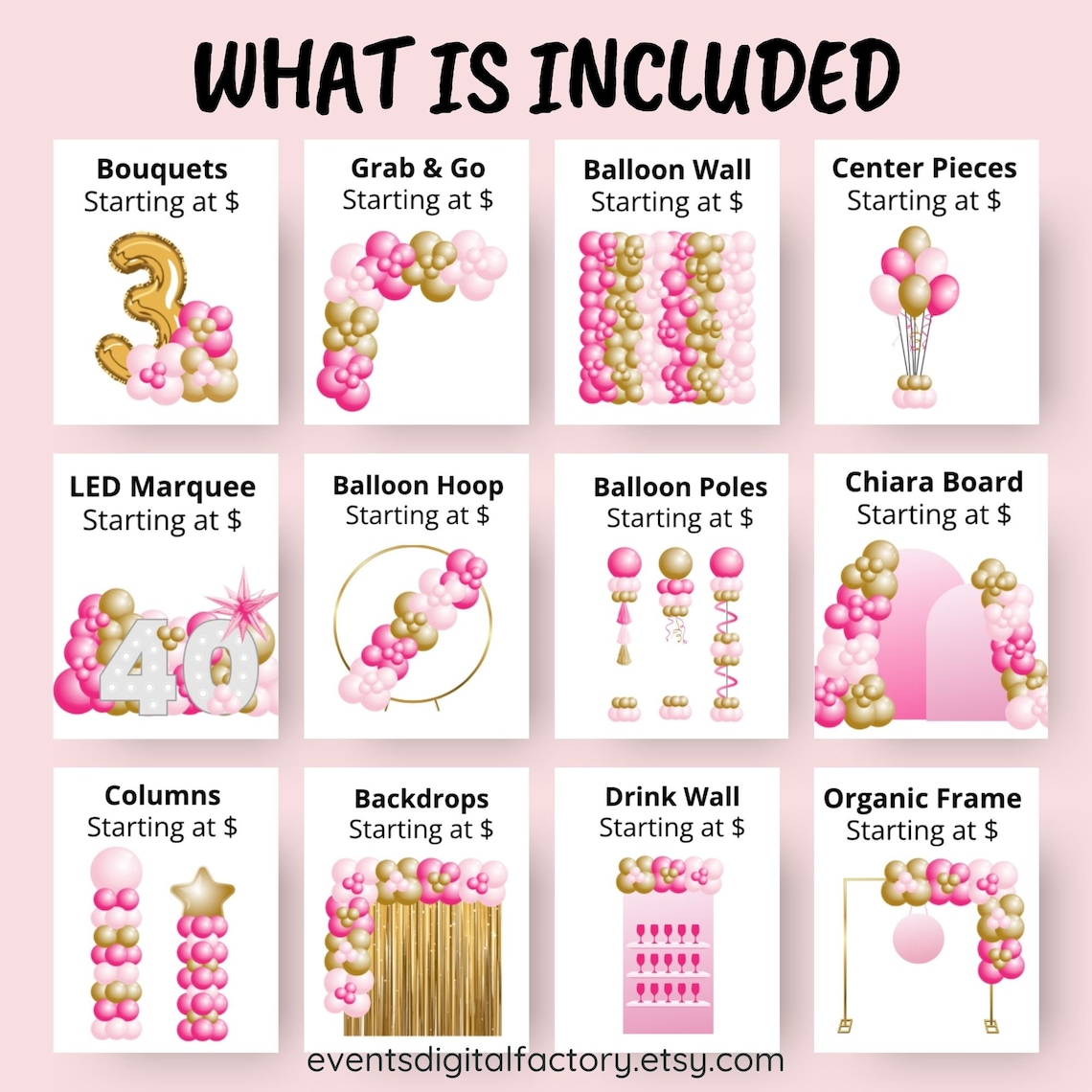 Pink Balloon Menu,balloon Price Menu, Balloon Menu Mockup, Canva ...