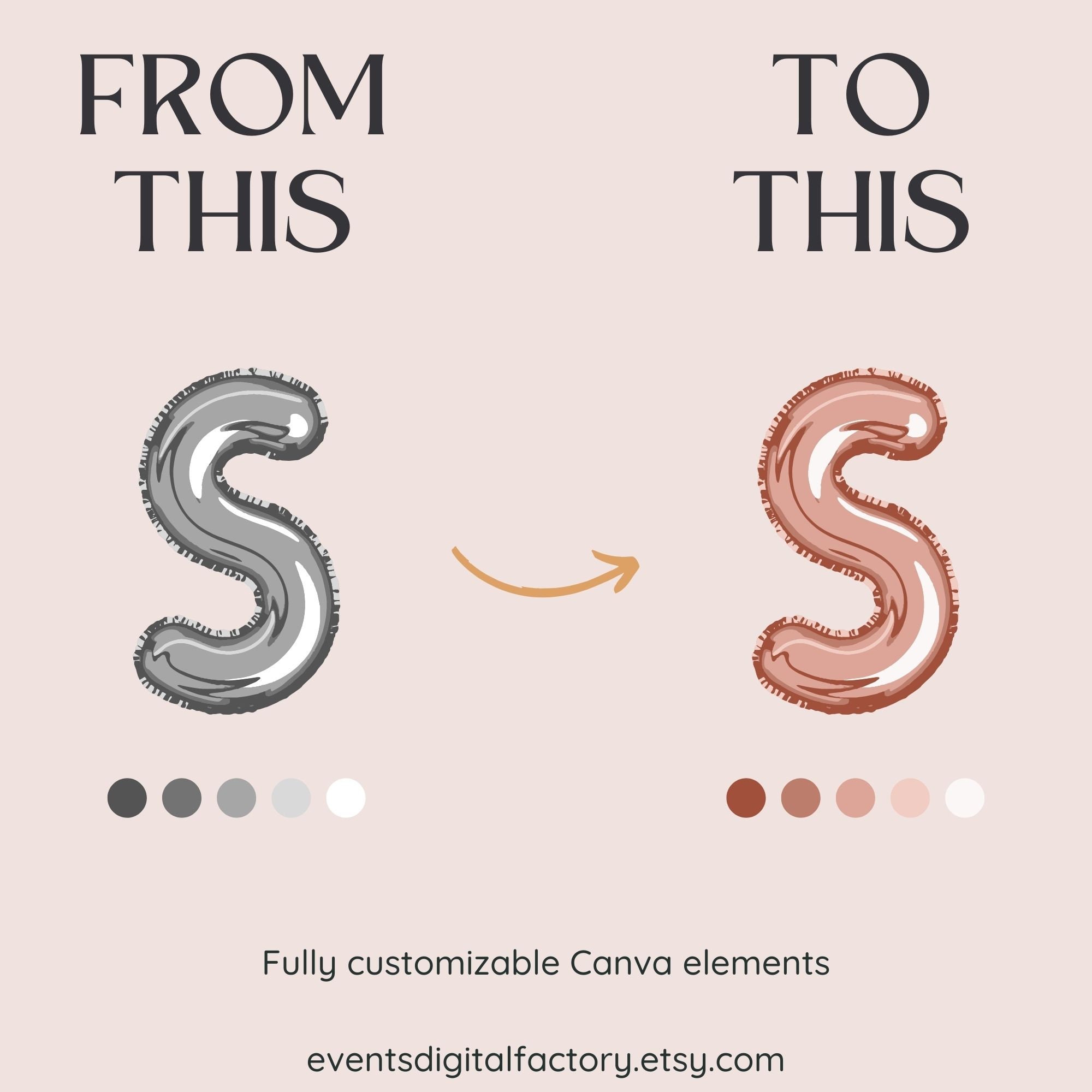 Foil Balloon Letters Canva Elements,digital Balloon Alphabet, Foil ...