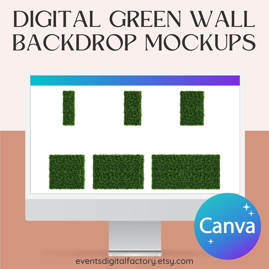 Green Wall Digital Backdrop, Grass Wall Event Backdrop, Canva Template ...