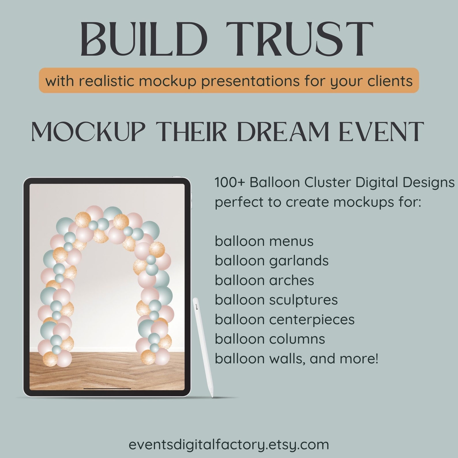 Digital Balloon Clusters, Balloons Canva Template, Event Styling ...