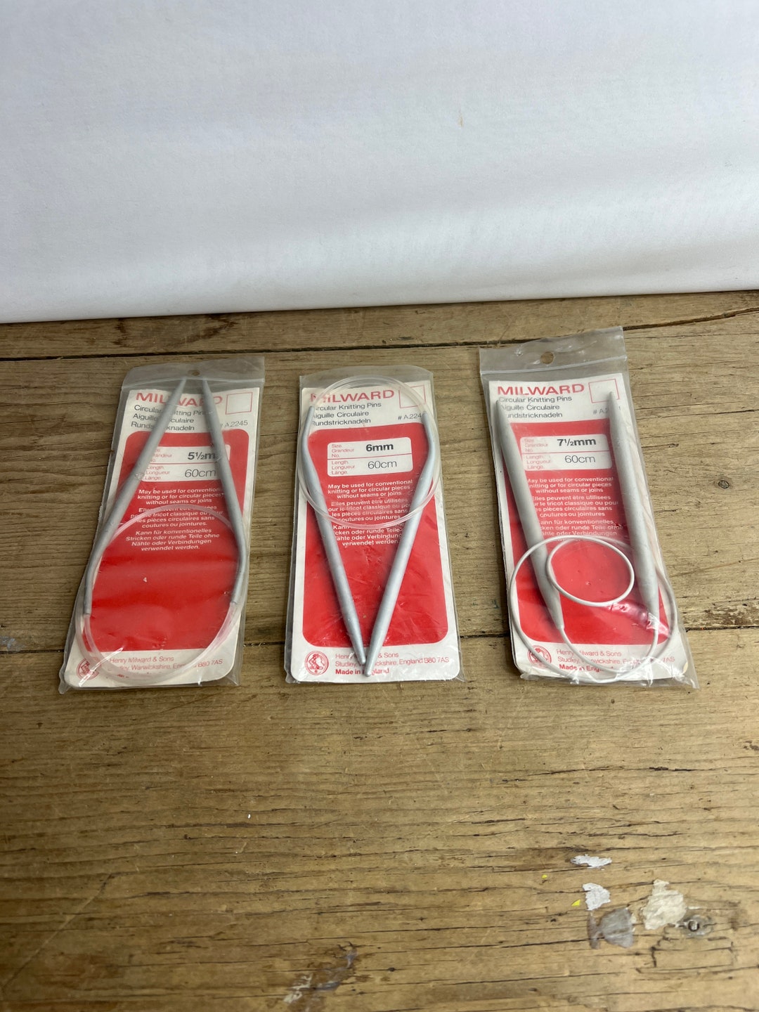 Vintage Milward Circular Knitting Needles / Pins Various Sizes ( 5.5, 6 ...
