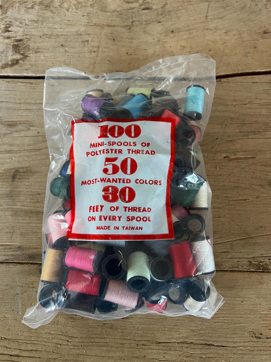 Vintage Bag of 100 Mini Spools of Polyester Threads - 50 Colours - Etsy