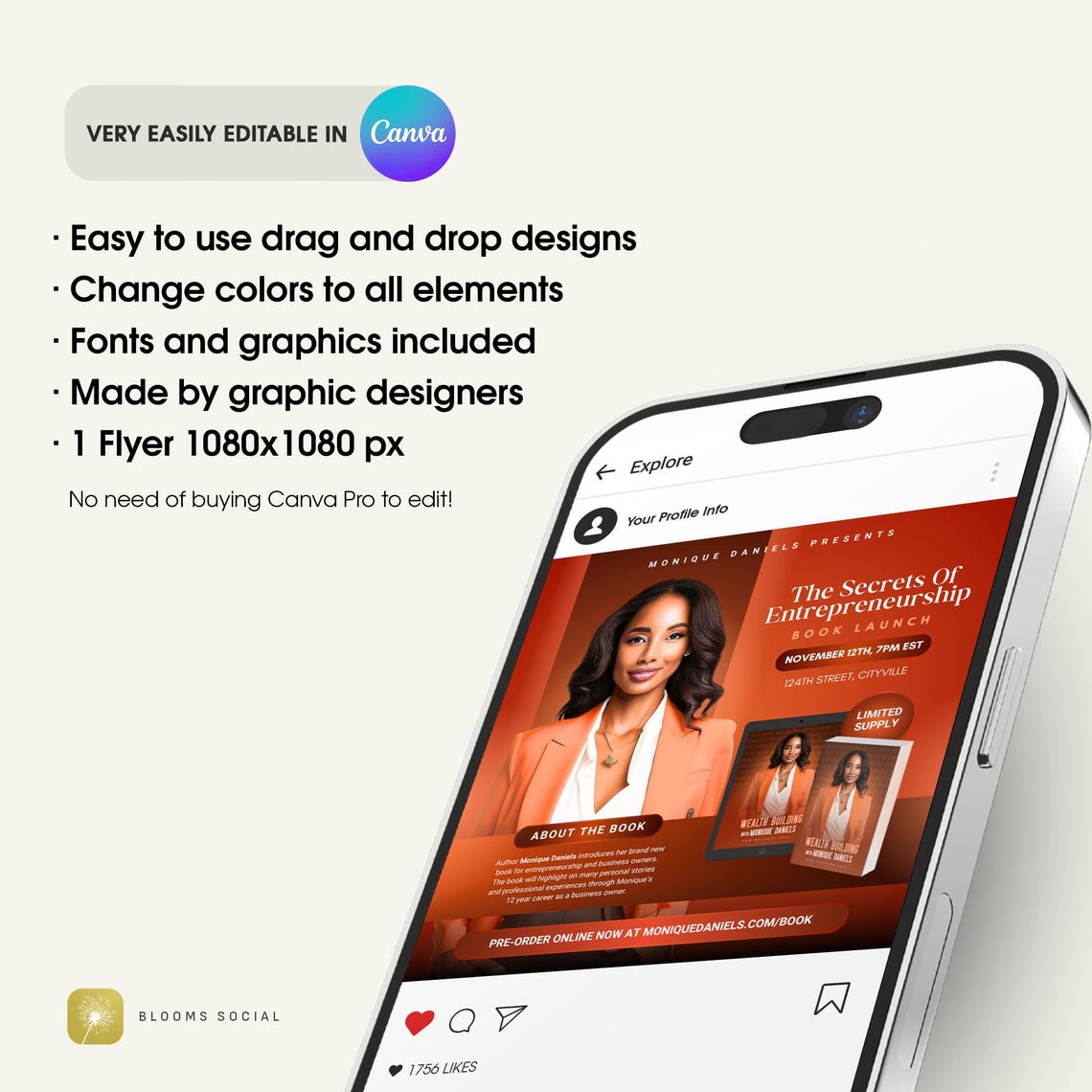 Book Launch Flyer Book Release Template Canva Ebook Launch Flyer Orange ...