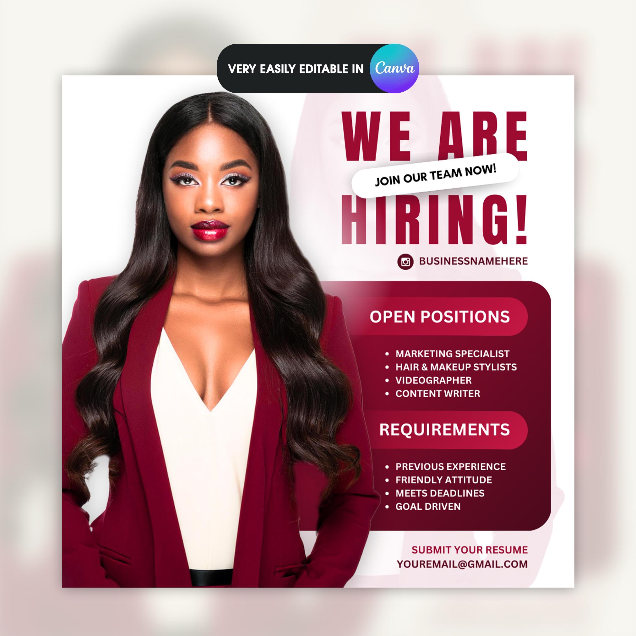 We Are Hiring Flyer Recruitment Canva Template Hiring Flyer Join Our ...