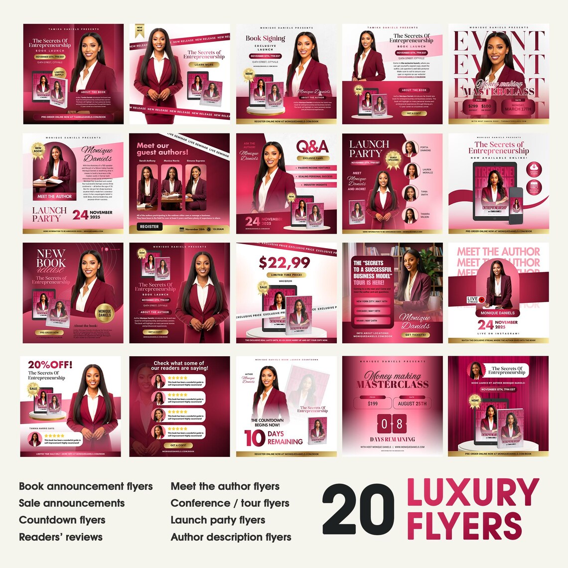20 Book Launch Social Media Templates for Authors | Canva Book Launch ...