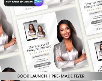 Book Launch Flyer Book Release Template Canva Ebook Launch Flyer White ...