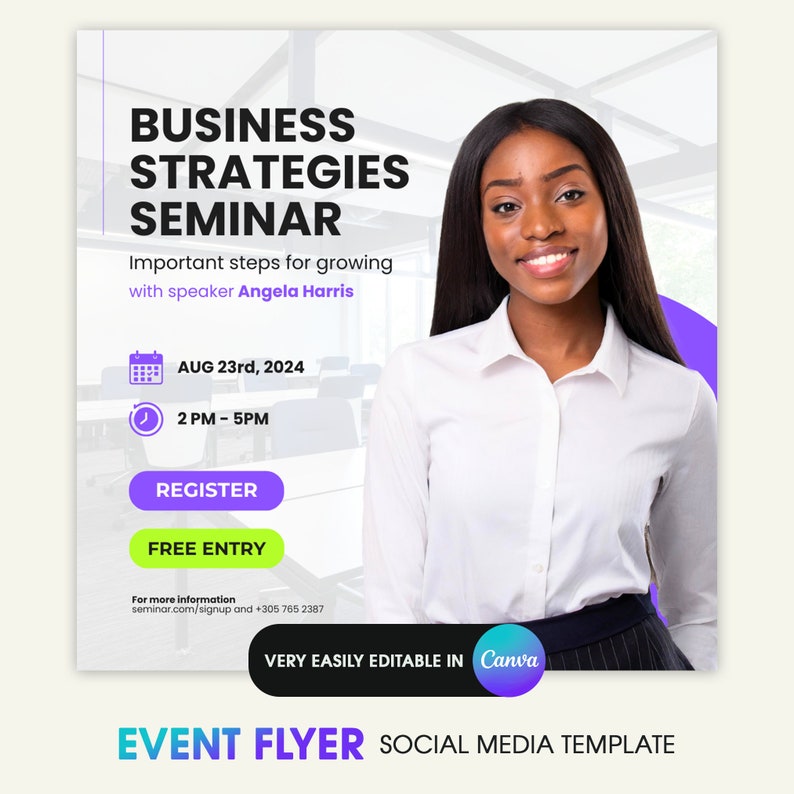 Webinar Social Media Canva Template Seminar Flyer Editable Template for ...