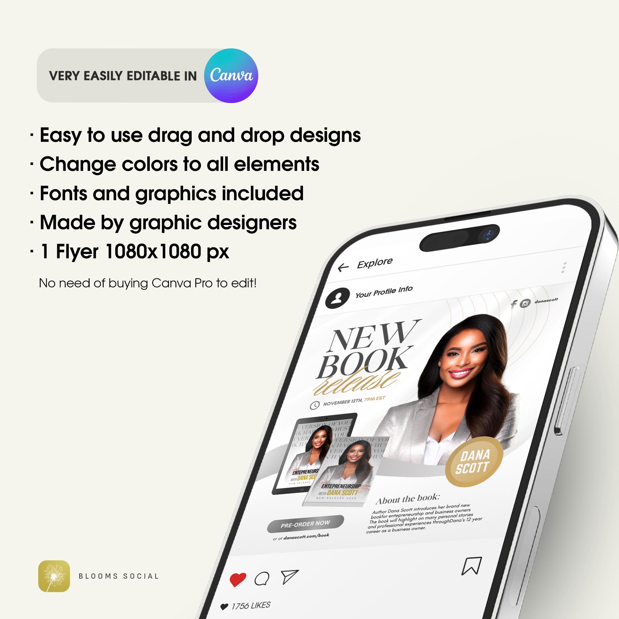 Book Launch Flyer Book Release Template Canva Ebook Launch Flyer White ...