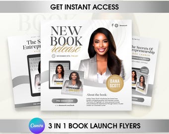 Book Launch Flyer Book Release Template Canva Ebook Launch Flyer Pink ...