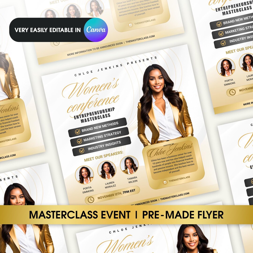 Masterclass Template Canva Coaching Flyer DIY Women Summit Editable ...