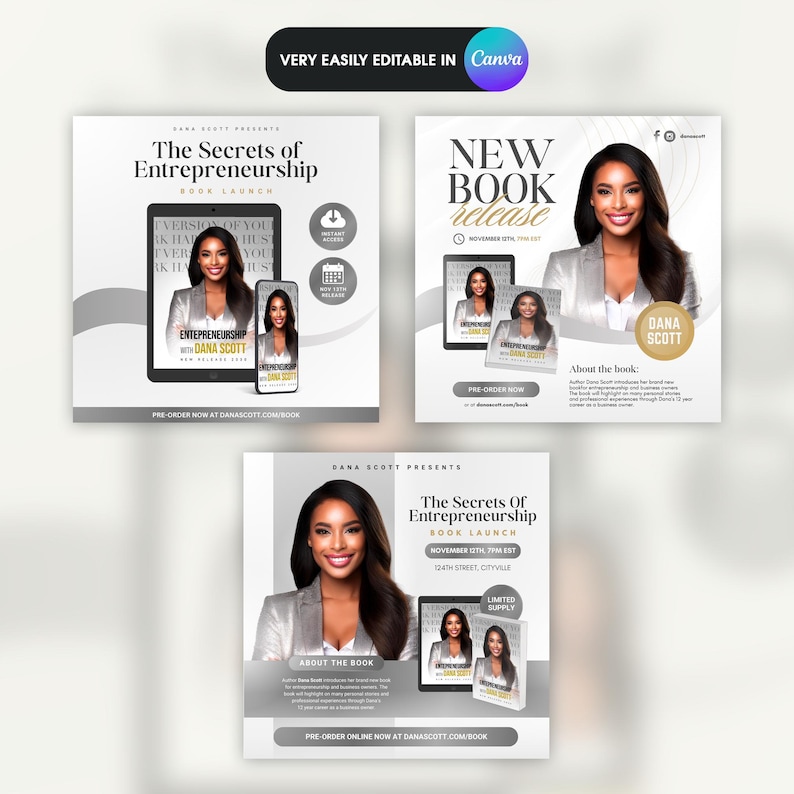 Book Launch Flyer Book Release Template Canva Ebook Launch Flyer White ...