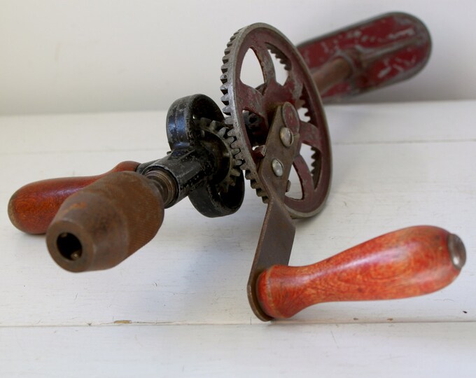 Vintage 1920s Hand Drill. Antique, Rustic Industrial Hand Tool. Great ...