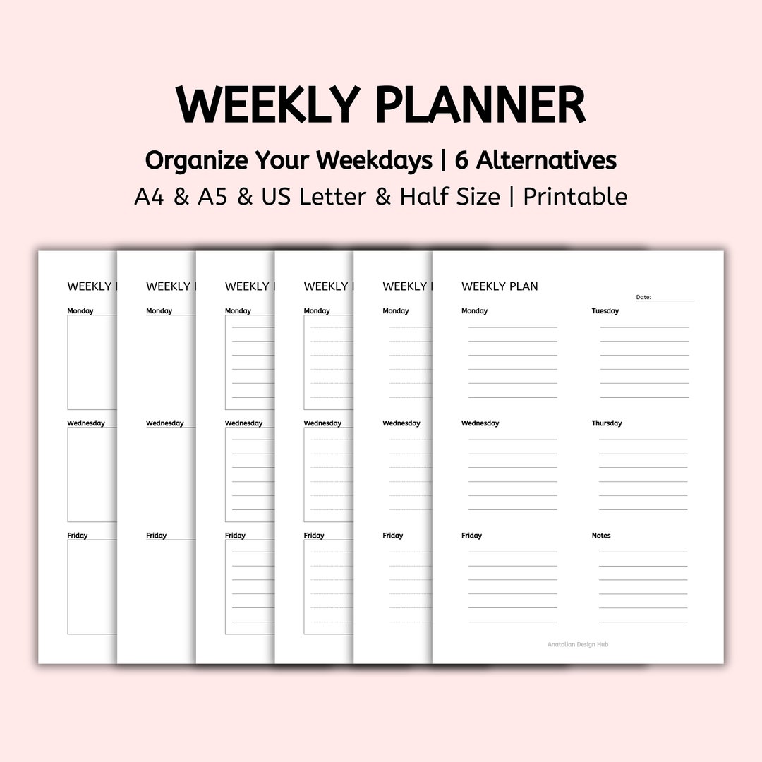 Weekly Planner, Personal Weekly Planner, Productivity Planner, Digital ...