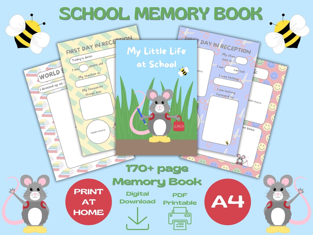 Printable Primary School Memory Book, Kid's Keepsake Journal, Childhood ...