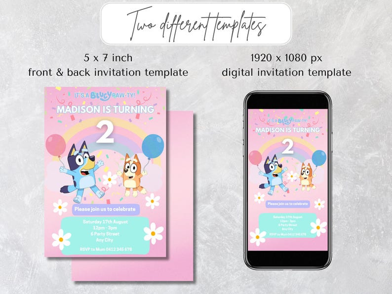 Bluey Invitation Bluey Bingo Birthday Invitation Bluey Girl Invitation ...