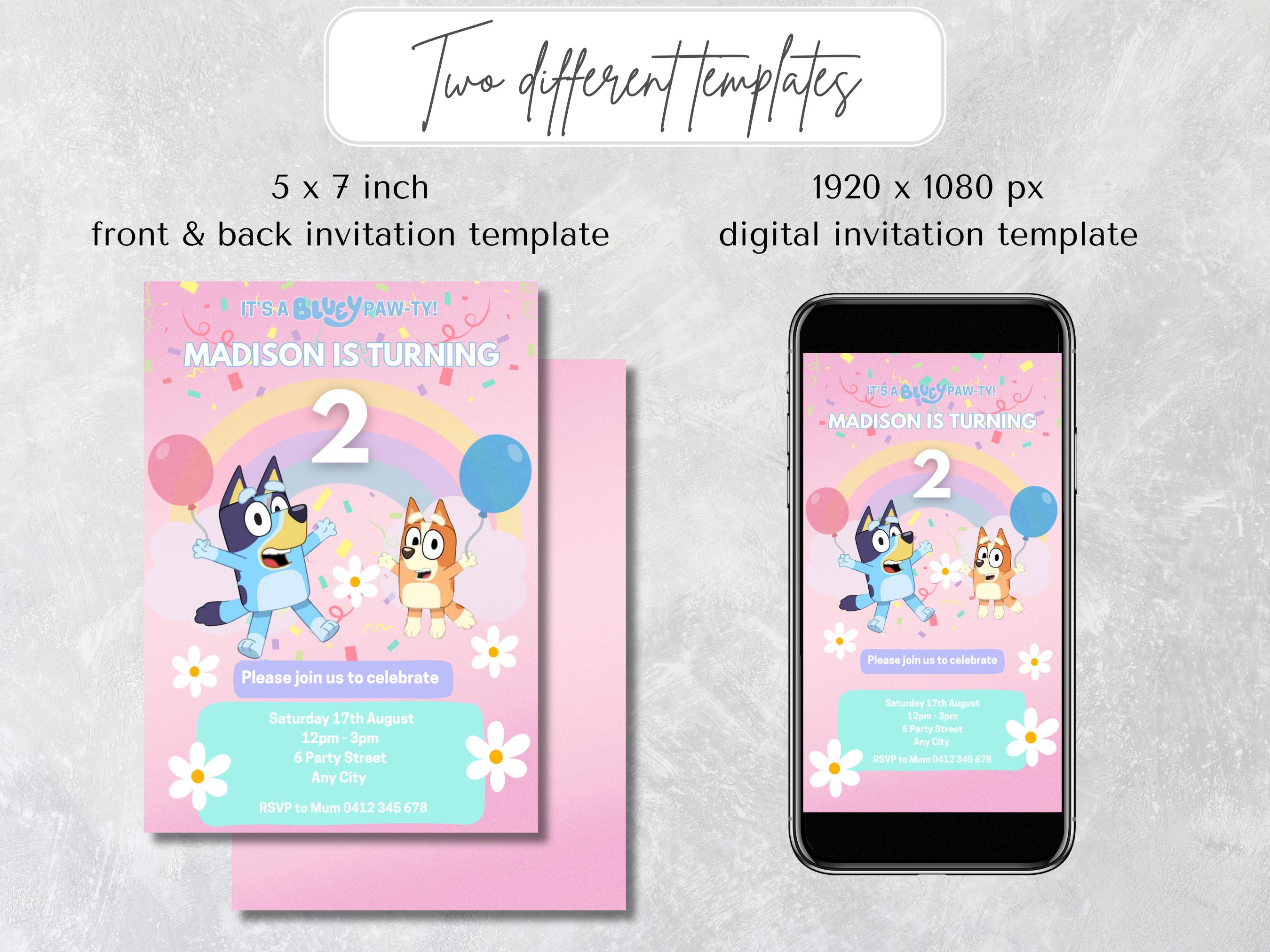 Bluey Invitation Bluey Bingo Birthday Invitation Bluey Girl Invitation ...