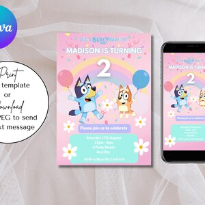 Bluey Invitation Bluey Bingo Birthday Invitation Bluey Girl Invitation ...