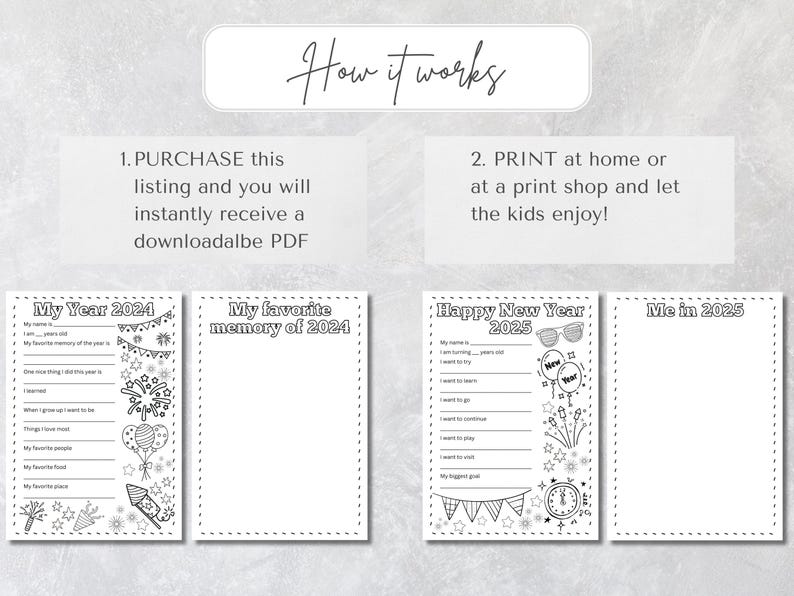 Kids Year in Review 2024 2025 Printable Activity Sheet New Years Eve ...