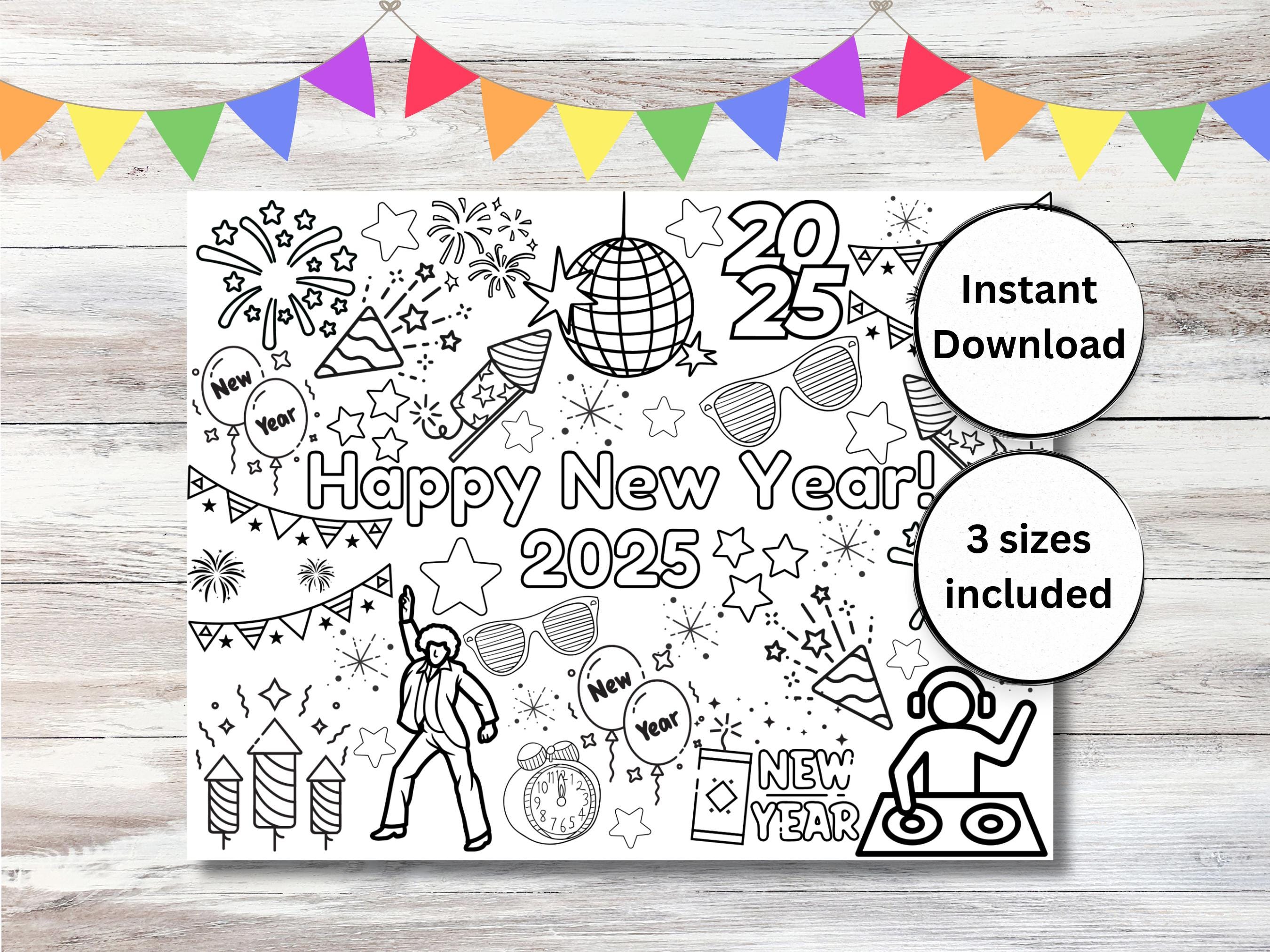 2025 Activity Placemat Coloring Page Instant Download Printable Happy ...