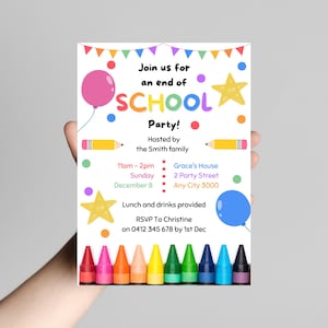 Editable End of Year Party Invitation Template School Party Kids Summer ...