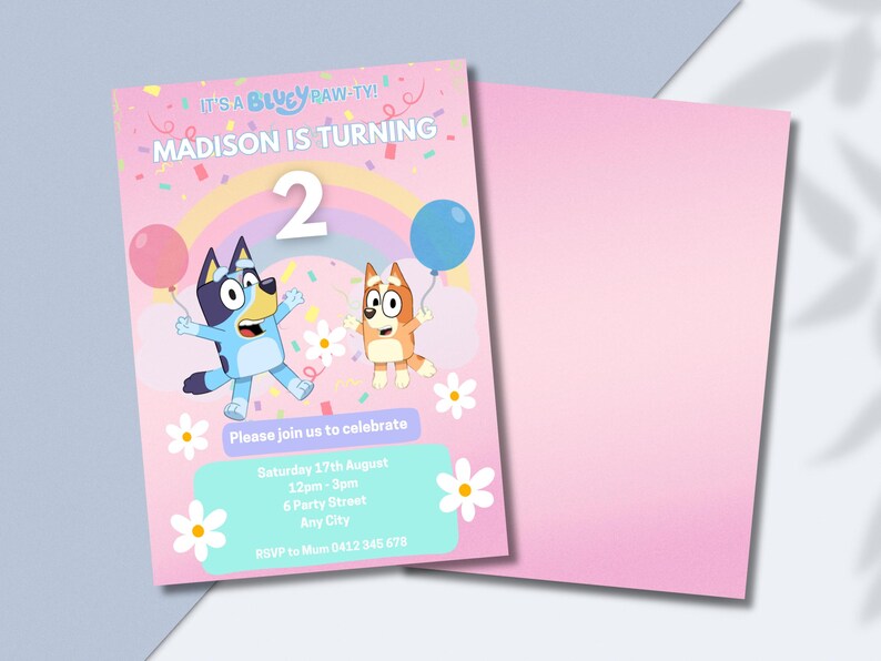 Bluey Invitation Bluey Bingo Birthday Invitation Bluey Girl Invitation ...