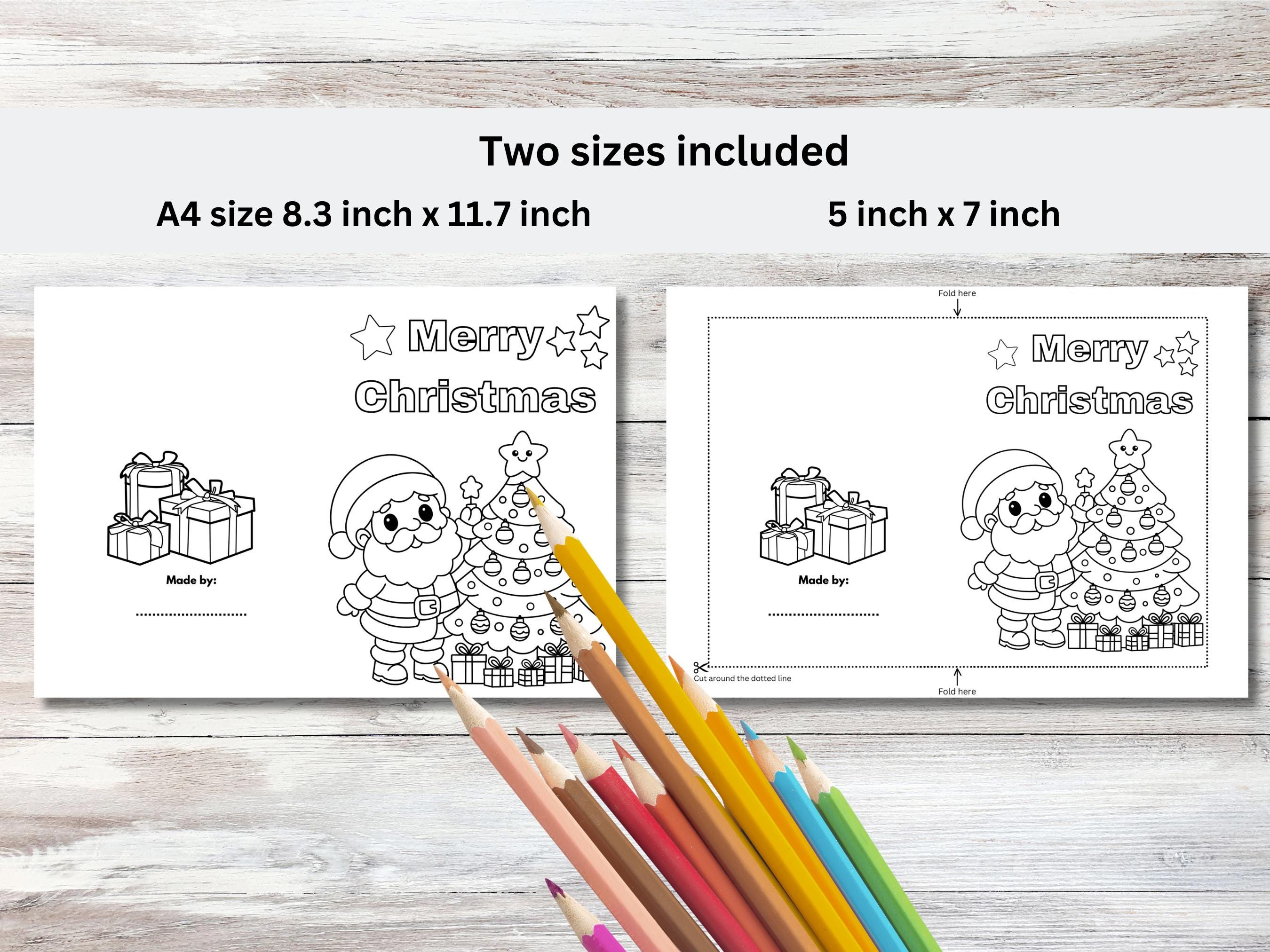 Christmas Card Coloring Page Instant Download Printable PDF Digital ...