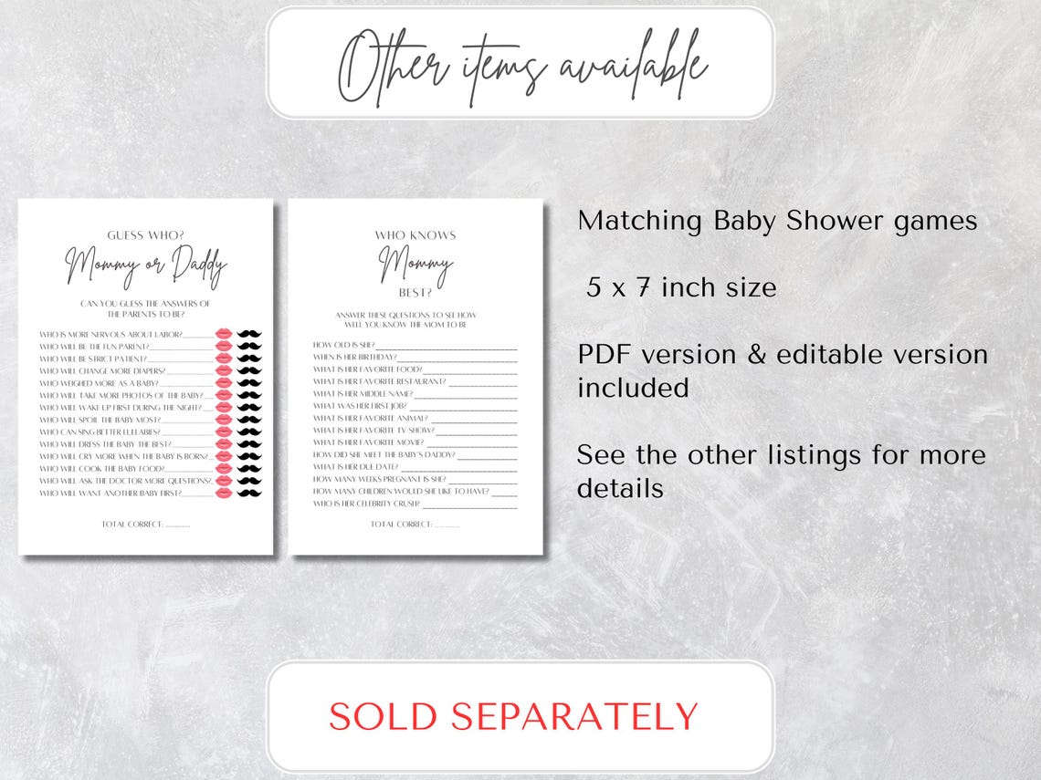 Name That Baby Song Game: Printable Baby Shower Activity (digital ...