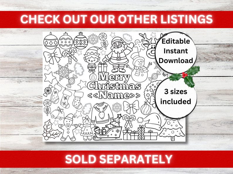 Letter to Santa Colouring Page Instant Download Printable Digital Kids ...