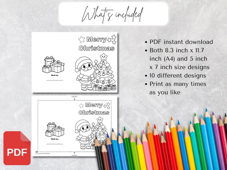 Christmas Card Coloring Page Instant Download Printable PDF Digital ...