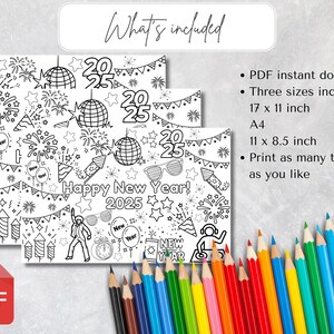 2025 New Year Activity Placemat Coloring Page (digital Download) - Etsy