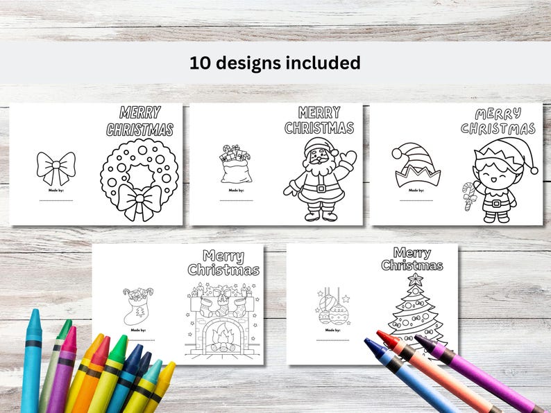 Christmas Card Coloring Page Instant Download Printable PDF Digital ...