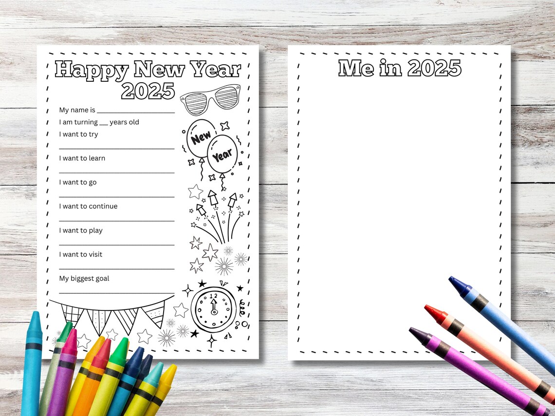 Kids Year in Review 2024 2025 Printable Activity Sheet New Years Eve ...