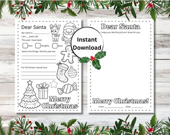 Dear Santa Letter, Digital Download, Letter to Santa,coloring Page - Etsy