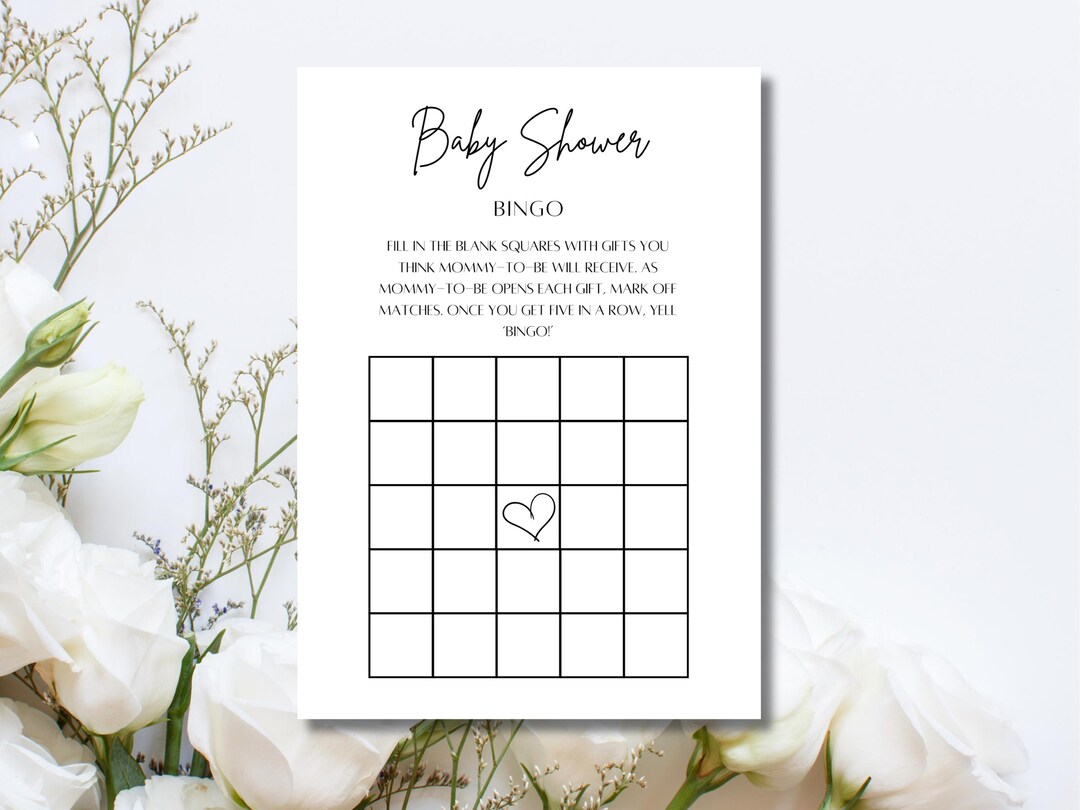 Baby Shower Bingo, Blank Printable Cards, Gender Neutral Baby Shower ...