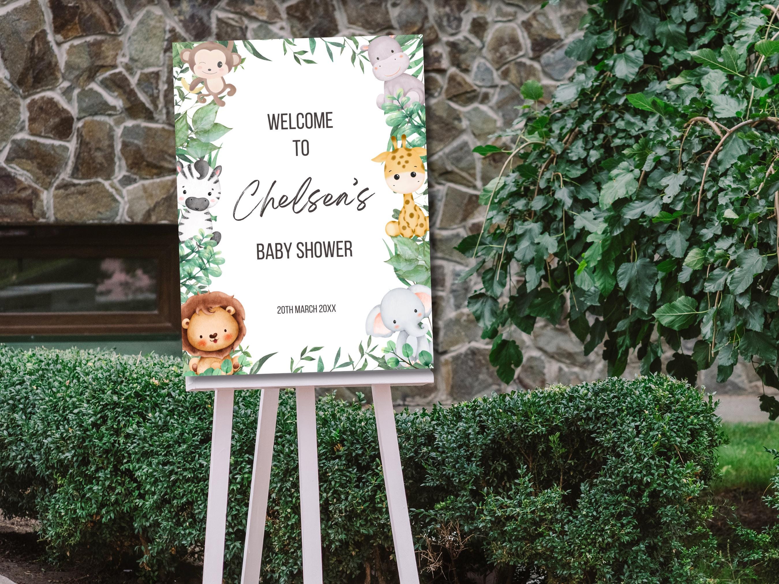 Editable Safari Baby Shower Welcome Sign: Jungle Animals (printable ...