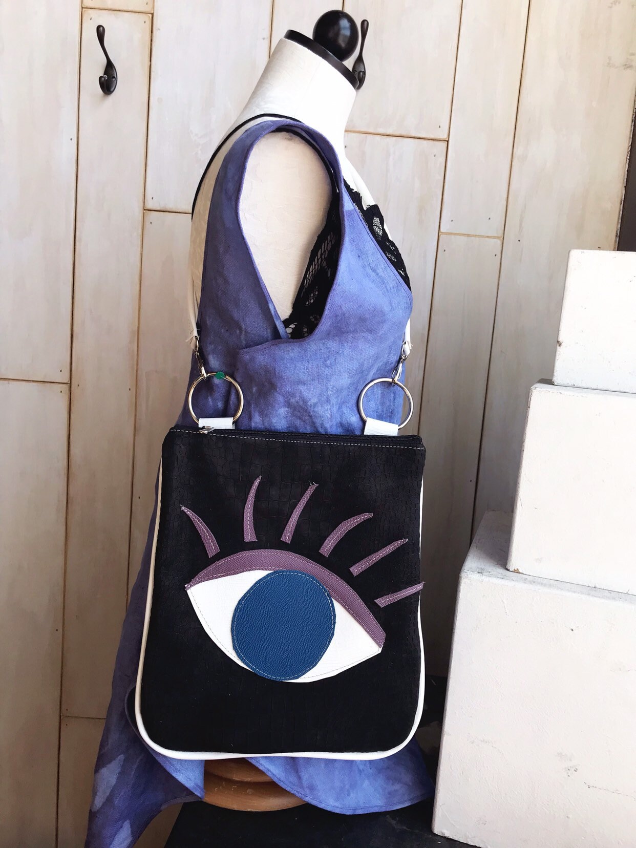 Black Leather Evil Eye Bag - Etsy