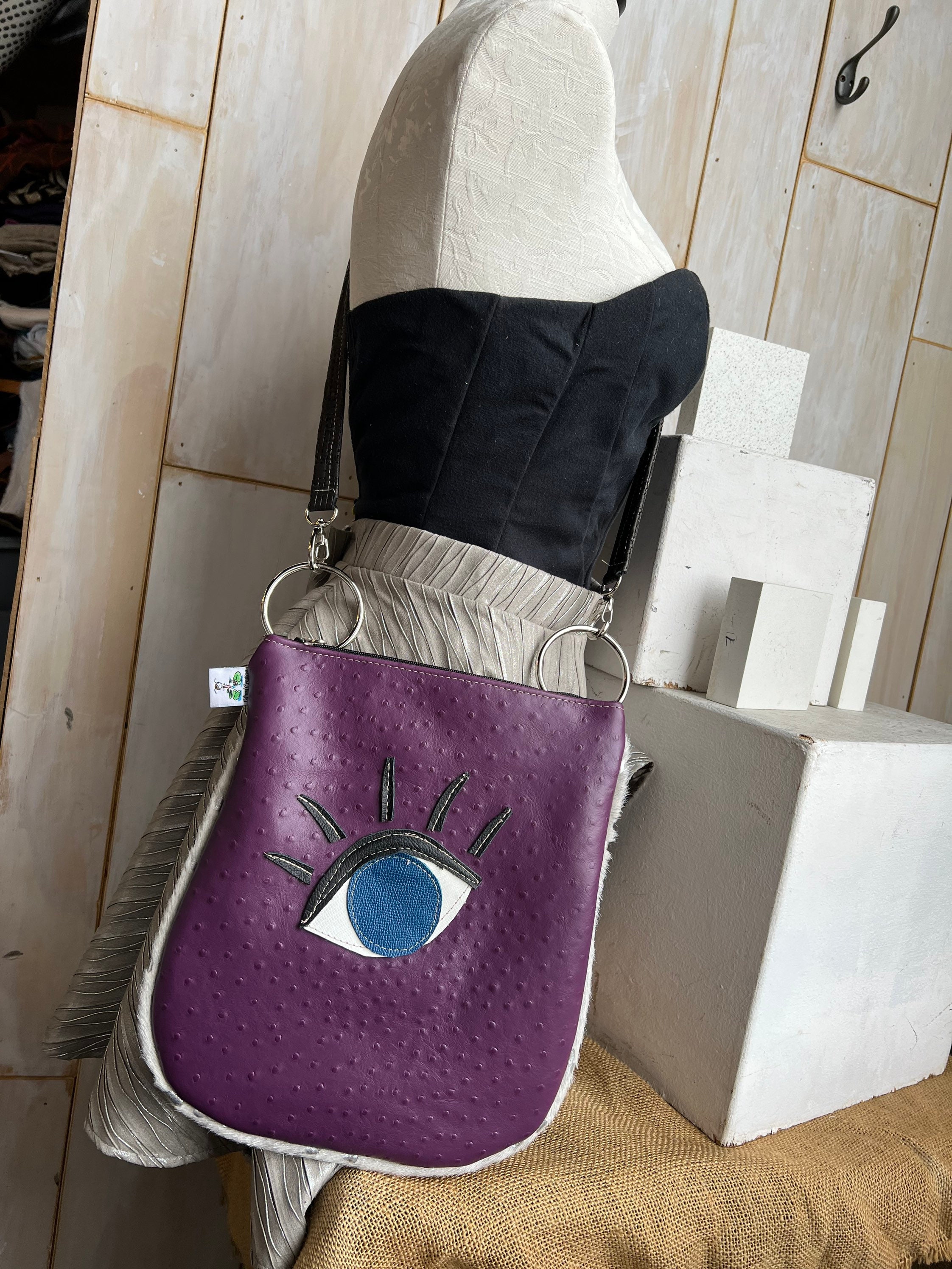 Black Leather Evil Eye Bag - Etsy