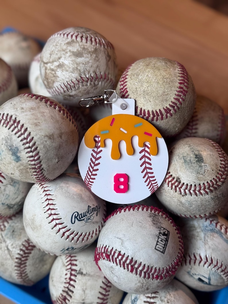 Personalized Baseball Bag Tag, Ice Cream Drip Bag Tag, Baseball Drip ...