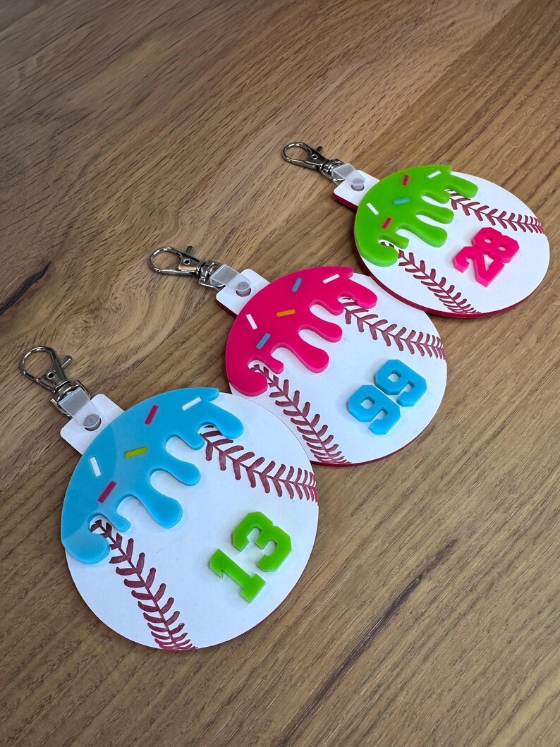 Personalized Baseball Bag Tag, Ice Cream Drip Bag Tag, Baseball Drip ...