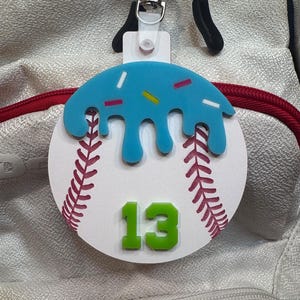 Personalized Baseball Bag Tag, Ice Cream Drip Bag Tag, Bogg Bag Tag ...