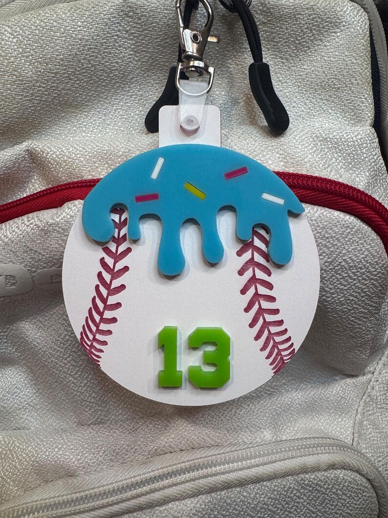 Personalized Baseball Bag Tag, Ice Cream Drip Bag Tag, Bogg Bag Tag ...