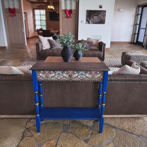 Hand-painted Royal Blue Console Table – Vintage-inspired Entryway ...